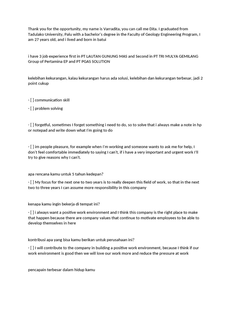 Bahan Interview | PDF