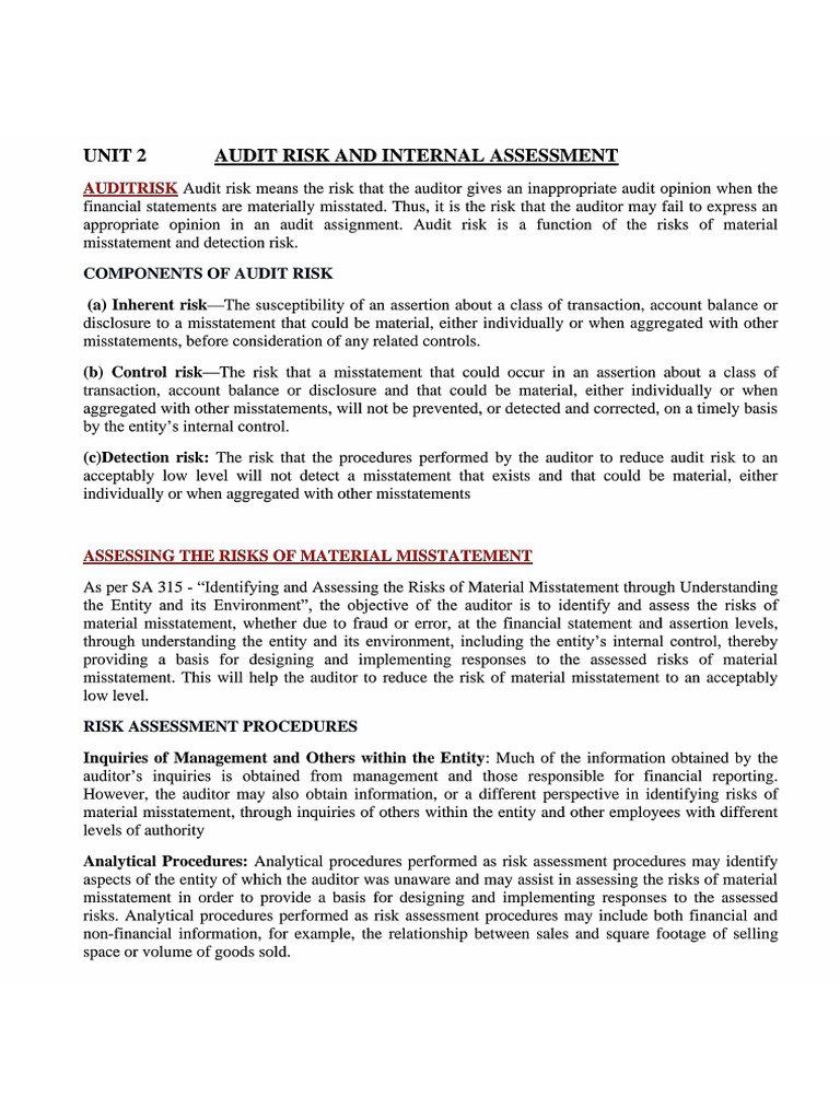 Risk Assessment & Internal Control | PDF