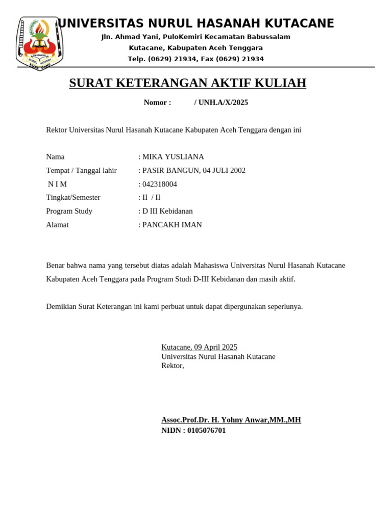 AKTIF KULIAH, KHS,KRS SOPIA | PDF