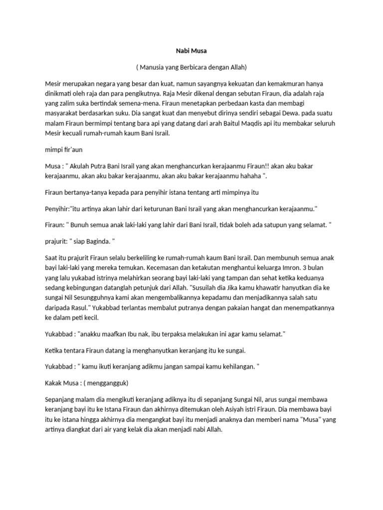 Kisah Nabi Musa dan Firaun di Mesir | PDF