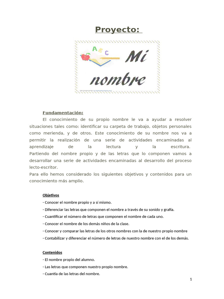 Actividades para Aprender el Nombre Propio | PDF