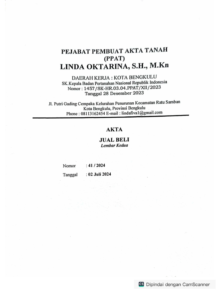 Akta Jual Beli | PDF
