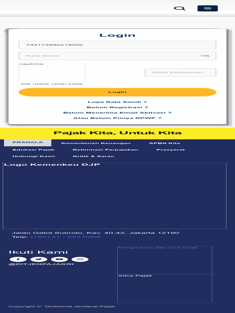 Login Direktorat Jenderal Pajak | PDF