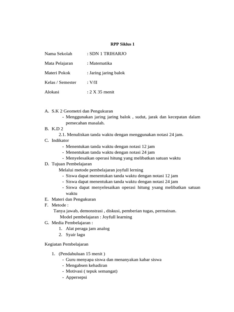 3. RPP SIKLUS.1 | PDF