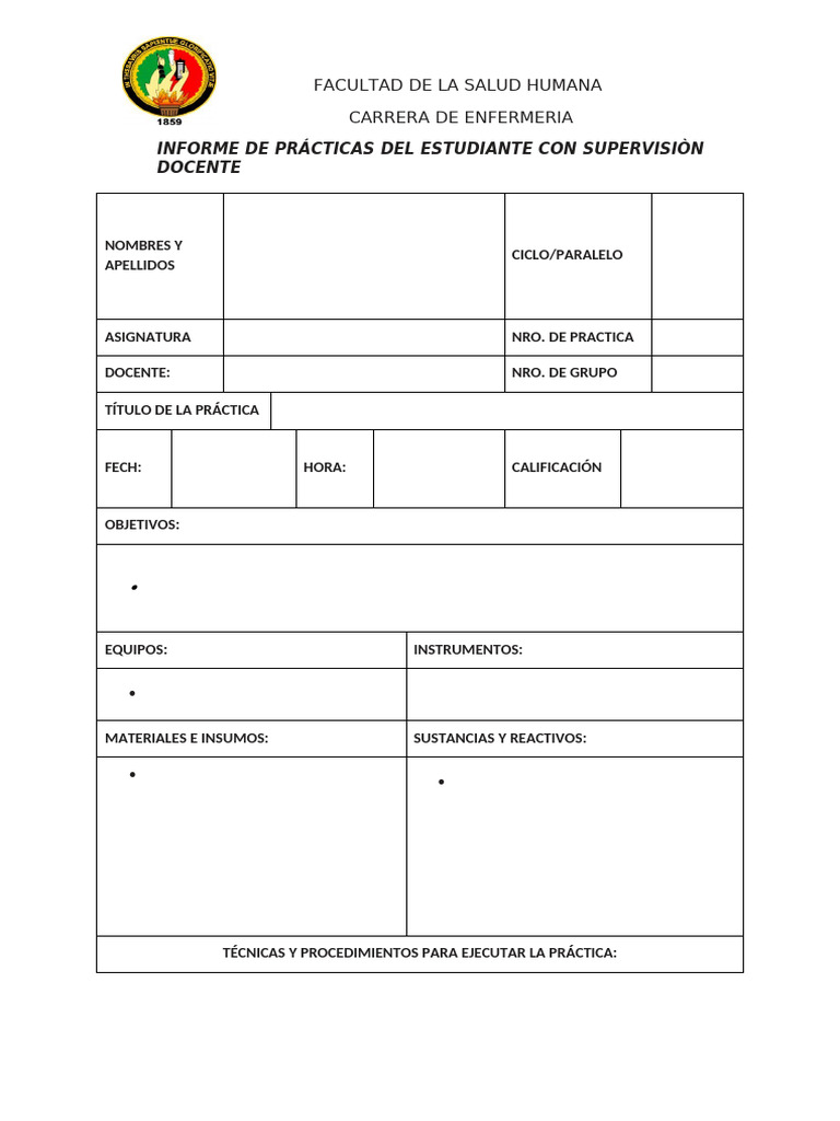 FORMATO DE PRACTICAS | PDF