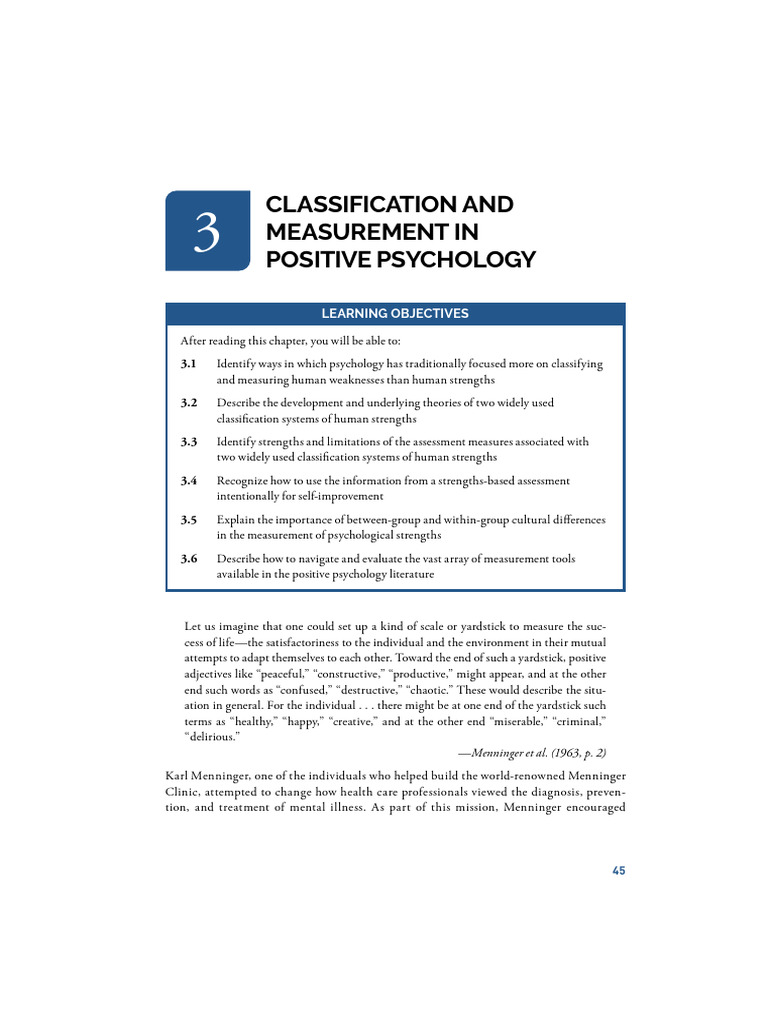 Classification and Measurement in Positive Psychology | PDF | Diagnostic And Statistical Manual ...
