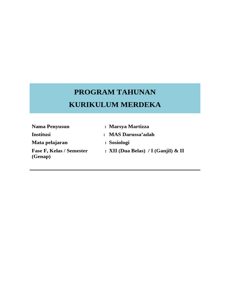 PROTA Kurikulum Merdeka | PDF