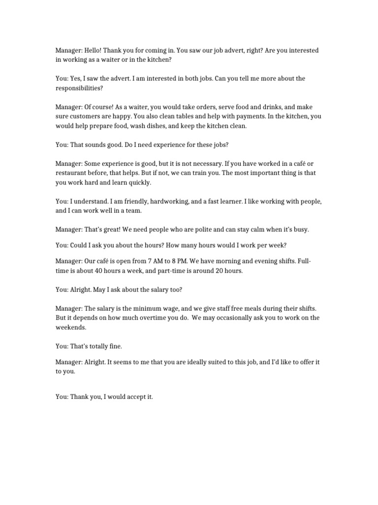 Job Interview Dialogue | PDF