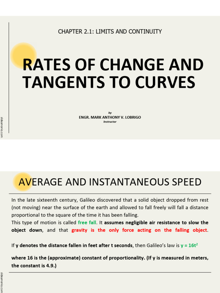 Chapter-2.1-Rates-of-Change-and-Tangents-to-Curves | PDF | Slope | Tangent