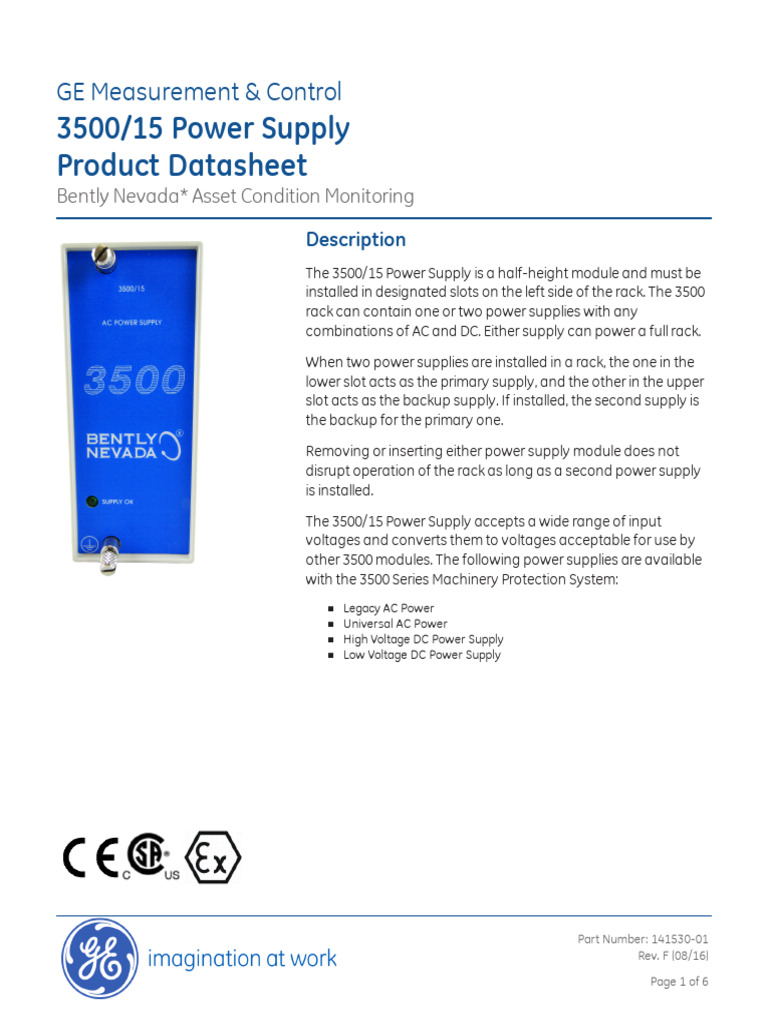3500 - 15 Power Supply Datasheet | PDF | Power Supply | Alternating Current