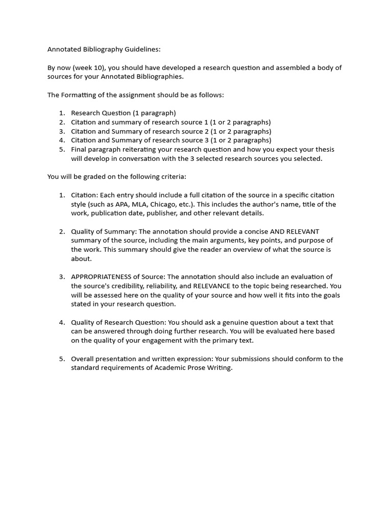 Annotated Bibliography Guidelines | PDF | Cognition