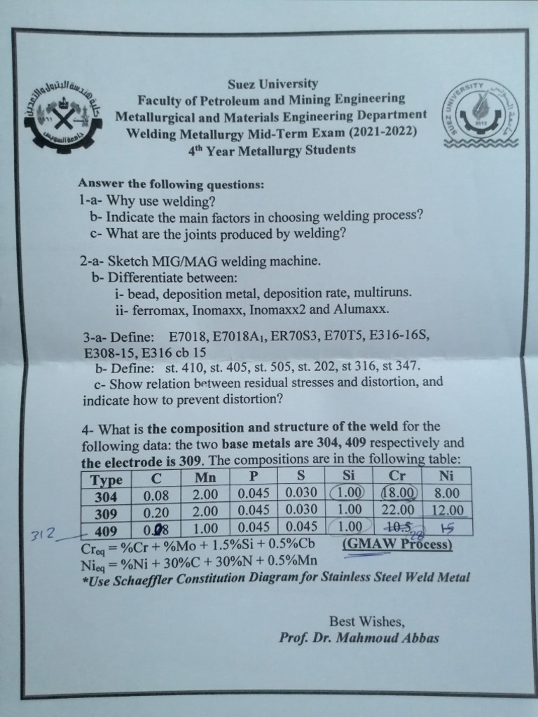 Welding Mid Term 2021 2022 | PDF