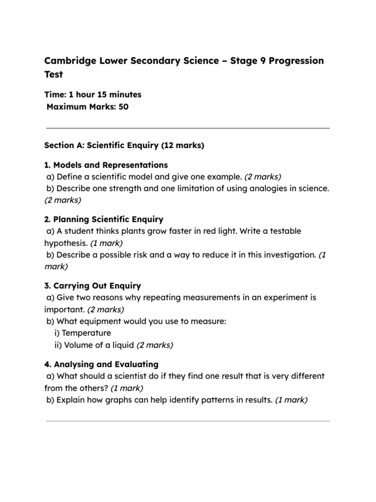 Cambridge Lower Secondary Science - Stage 9 ChatGPT Test | PDF | Salt ...
