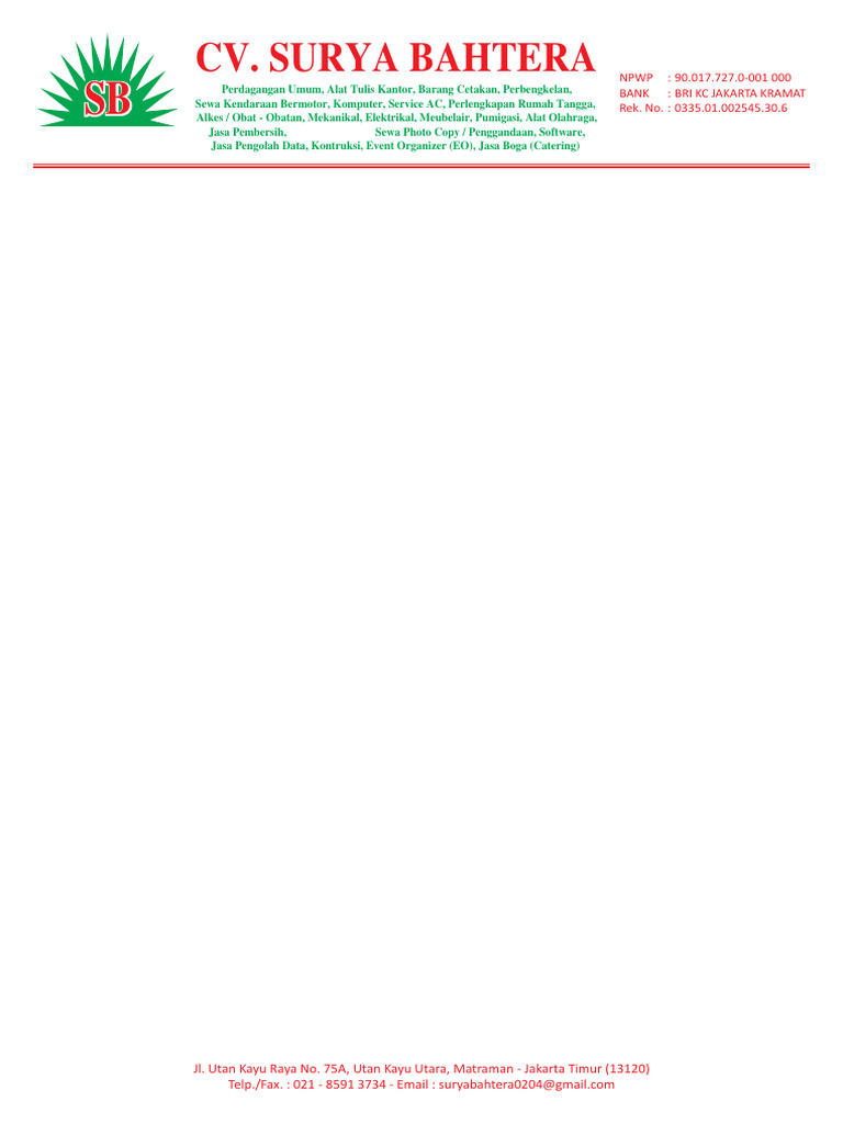 Kop Surat CV Surya Bahtera | PDF