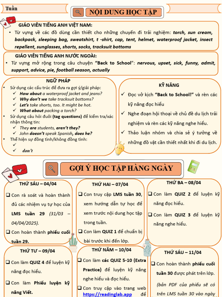 S4 W30 U9 Classletter | PDF