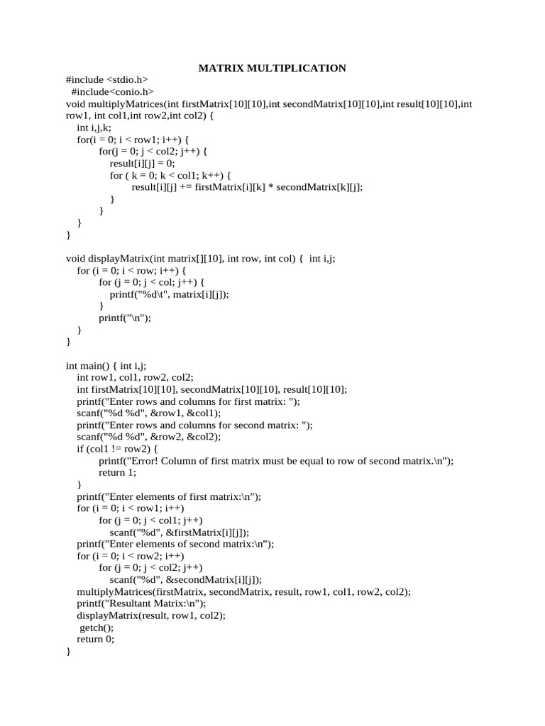 Matrix Multiplication | PDF