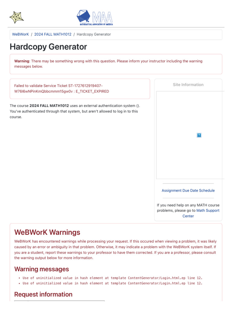 WeBWorK _ 2024 FALL MATH1012 _ Hardcopy Generator | PDF