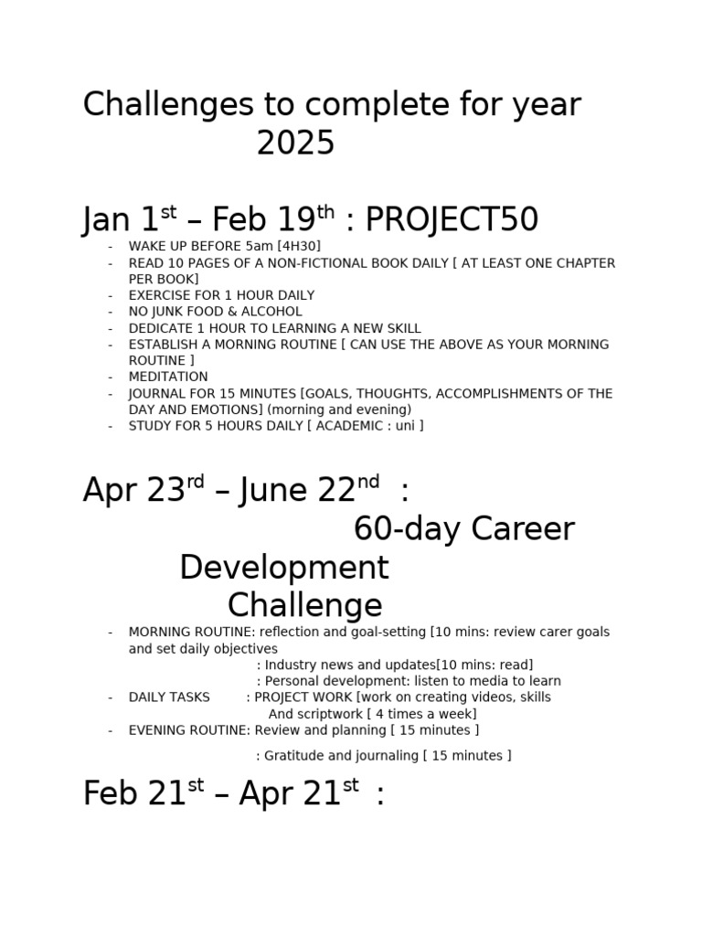 2025 Personal Development Challenges | PDF | Cognition