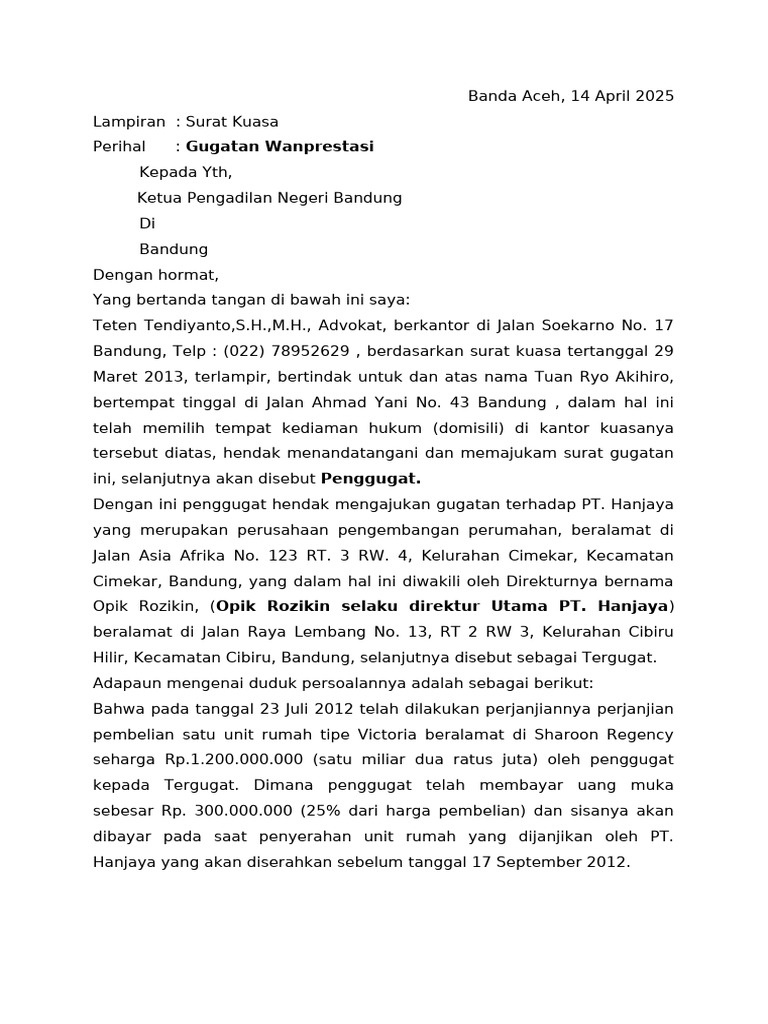 SURAT_GUGATAN_PERDATA | PDF