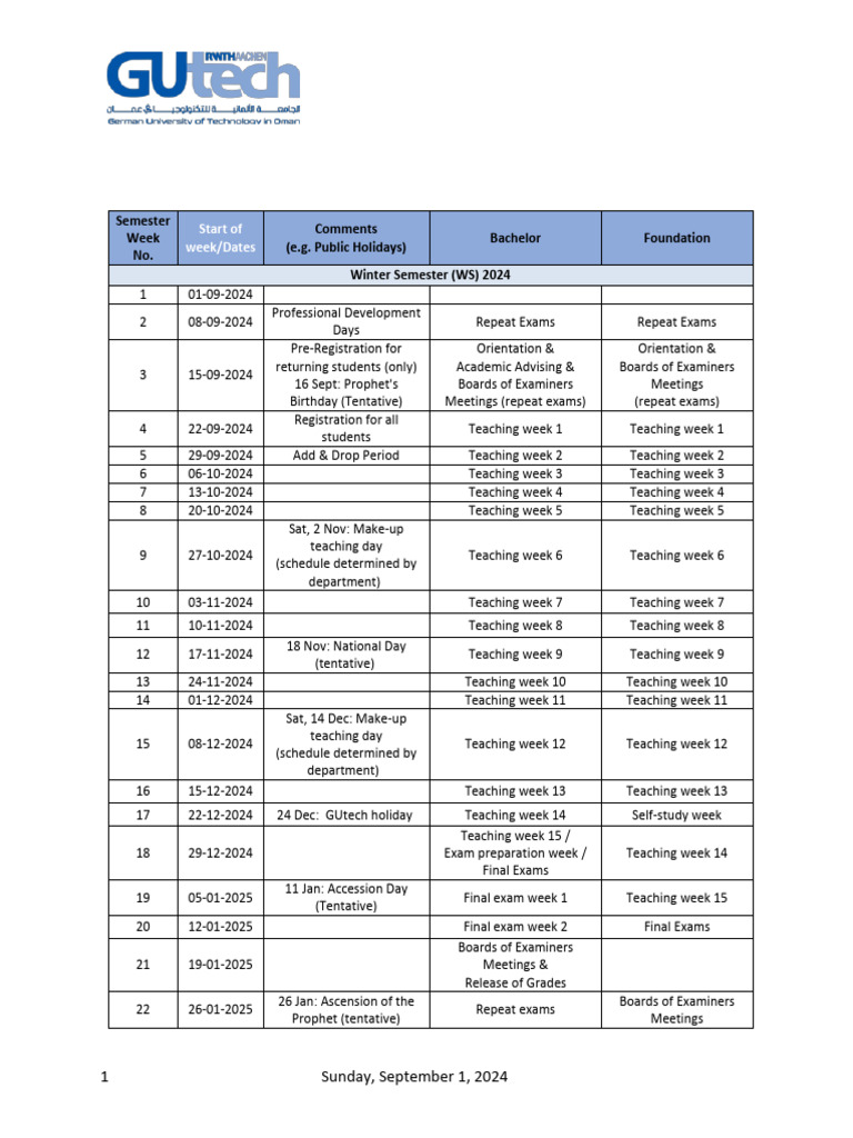 Calendar For The Academic Year 2024 2025 | PDF | Academic Term | Higher ...