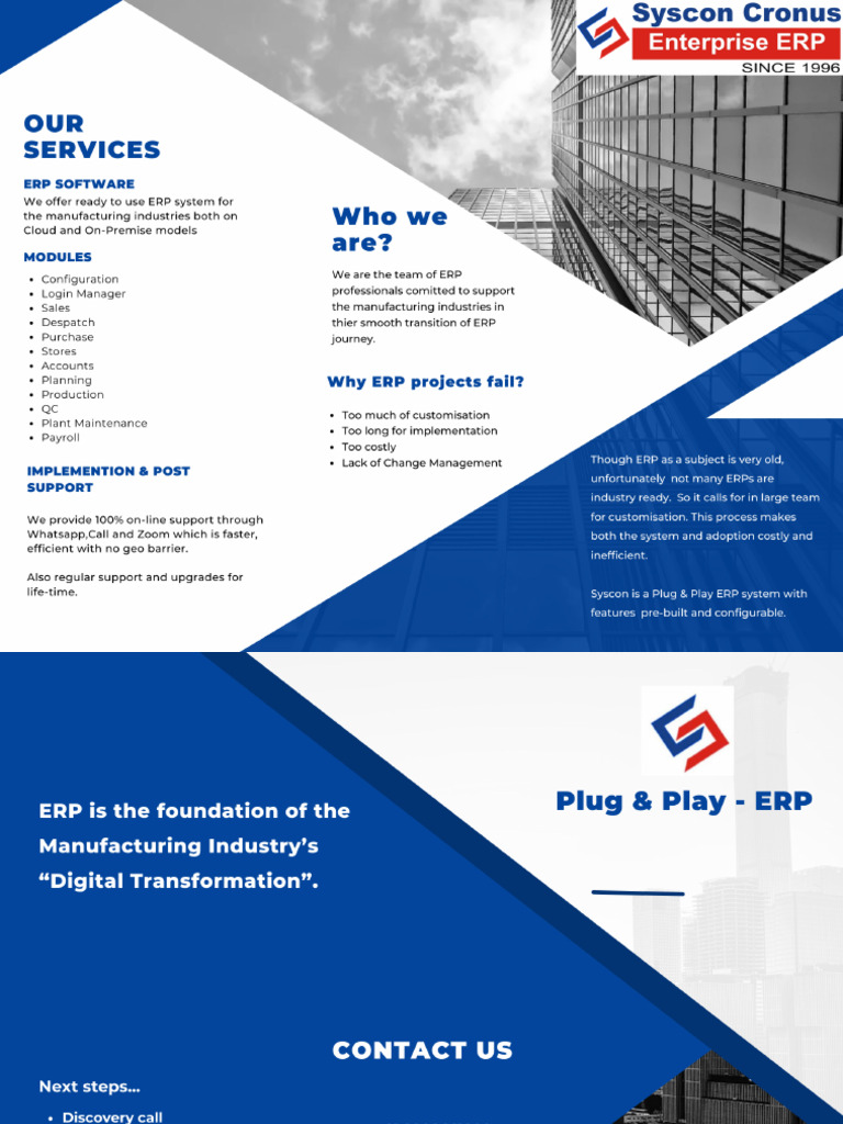 Syscon Cronus Plug Play Mfg. ERP Brochure | PDF