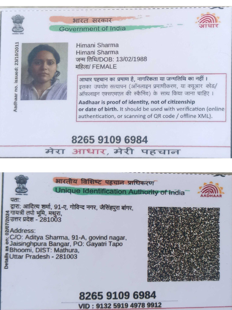 Aadhar Himani Sharma | PDF