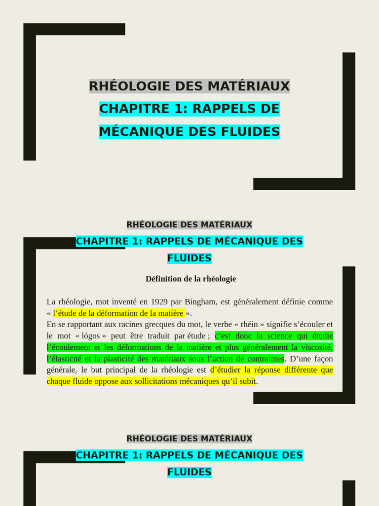 Chapitre 1-Rappels de Mécanique Des Fluides | PDF | Fluide | Dynamique des fluides