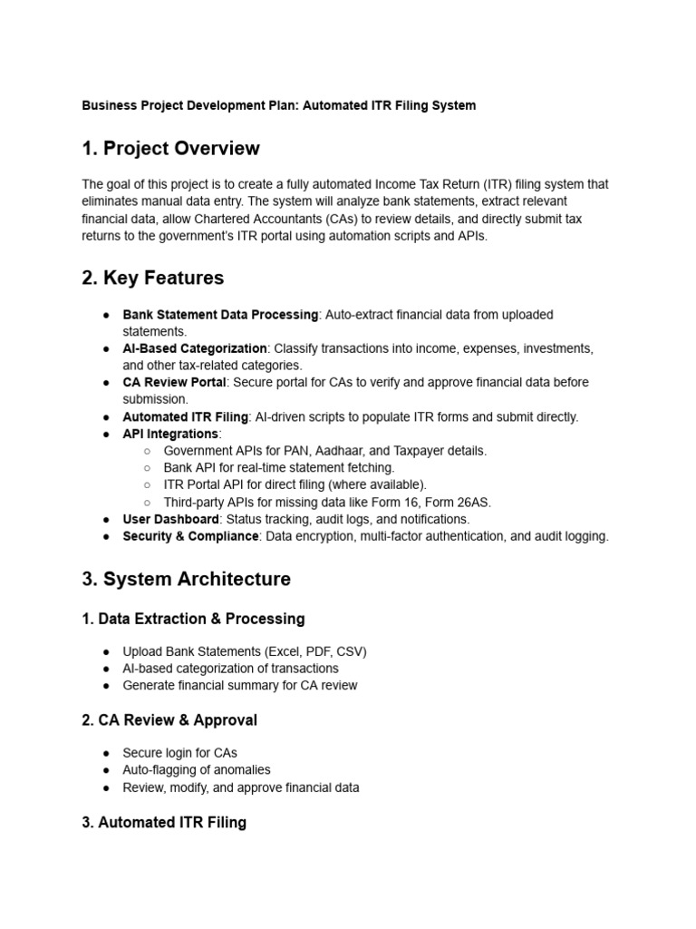 Automated ITR Filing System Plan | PDF | Information Technology ...