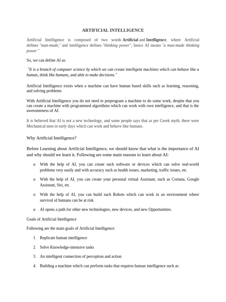 Artificial Intelligence Notes | PDF | Artificial Intelligence ...
