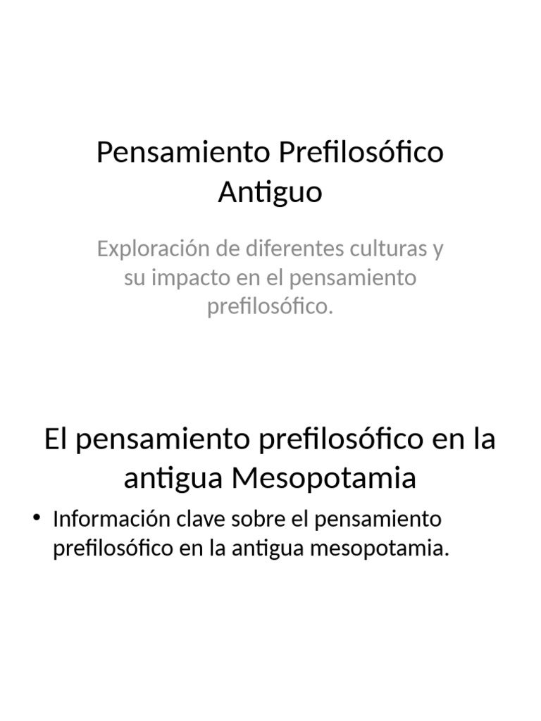 Pensamiento Prefilosofico | PDF