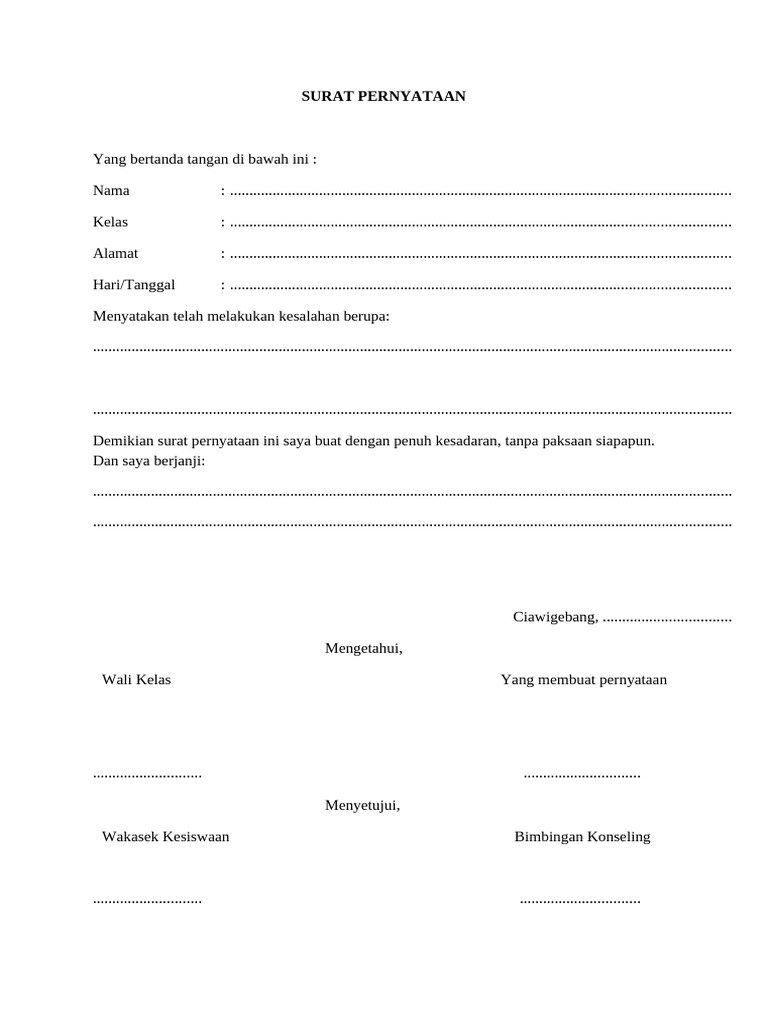 SURAT PERNYATAAN (1) | PDF