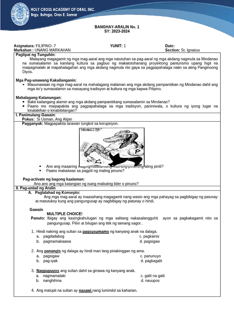 Q1 - LP Filipino 7 | PDF