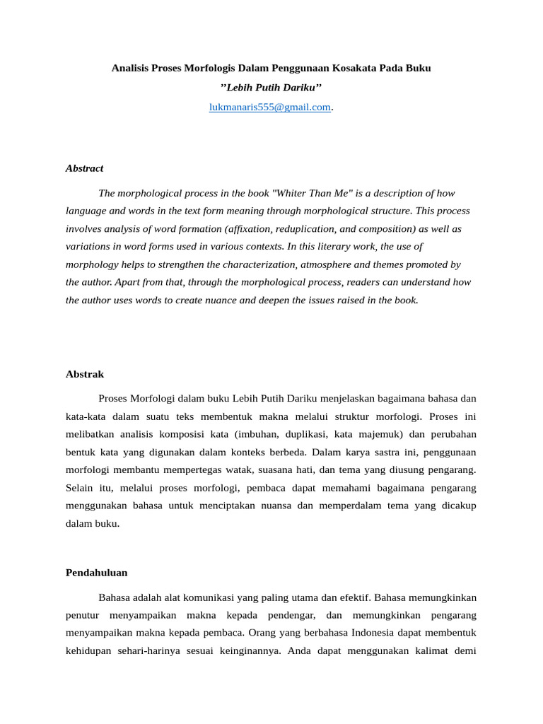 Analisis Proses Morfologis LUKMAN | PDF