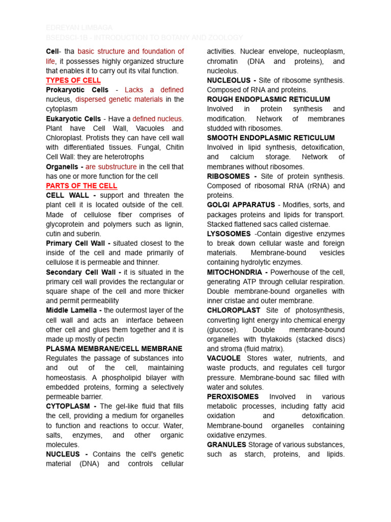 Finals Reviewer - Intro To Botany and Zoology | PDF | Flowers | Human Body