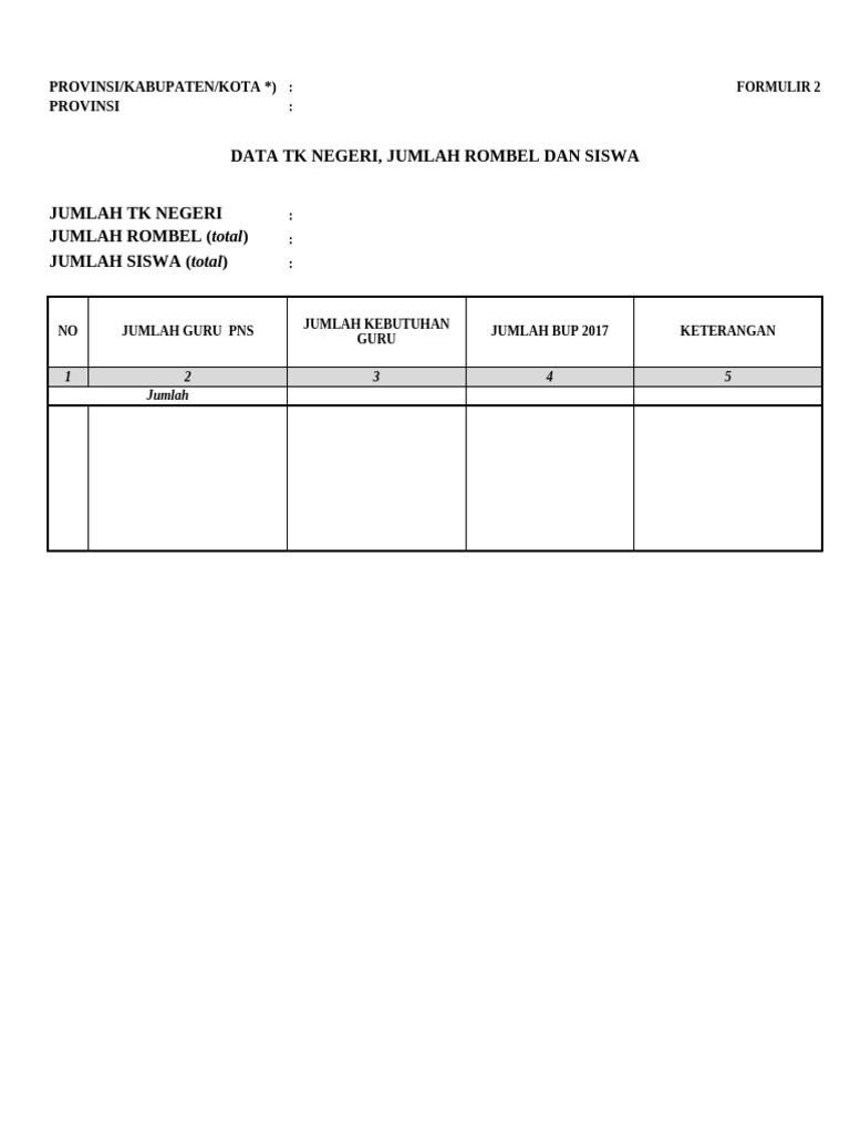 Format Formasi Untuk Dikpora | PDF