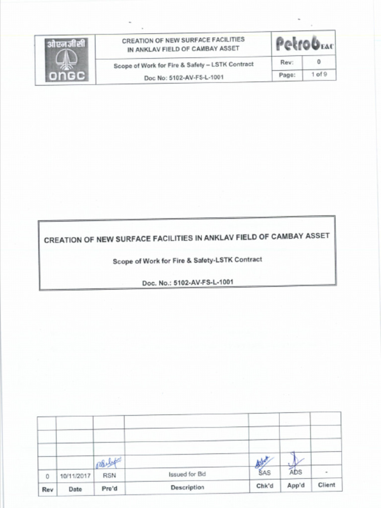 SOW for Fire and Safety LSTK Contract Rev0 | PDF | Fire Sprinkler ...