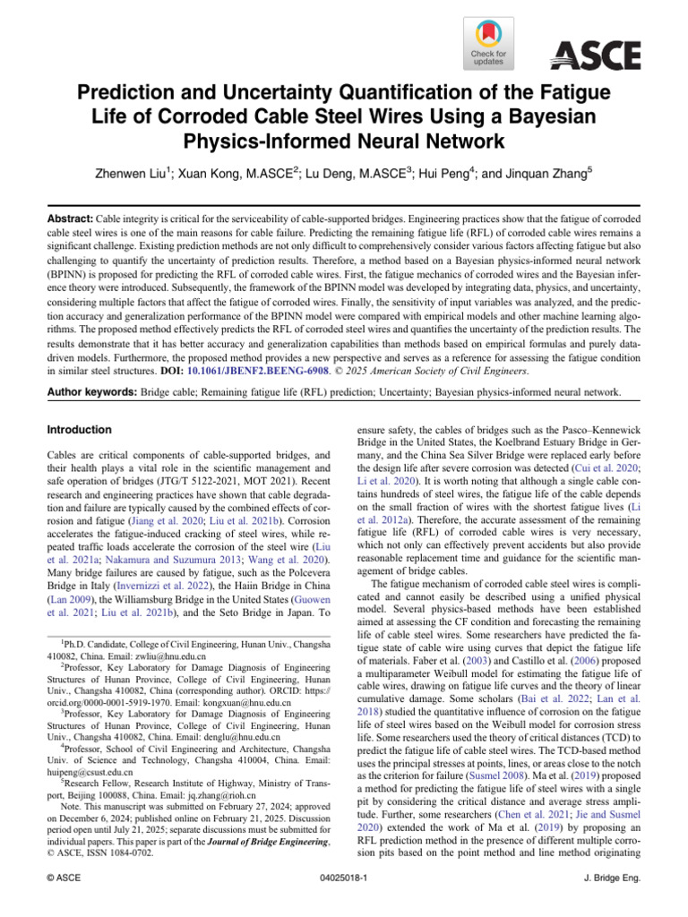 Liu Et Al Prediction and Uncertainty Quantification of The Fatigue Life of Corroded Cable Steel ...