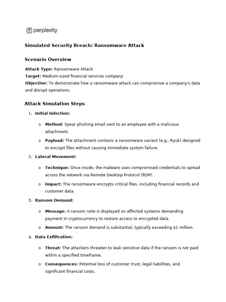 Simulated Security Breach - Ransomware Attack | PDF | Ransomware | Computer Security