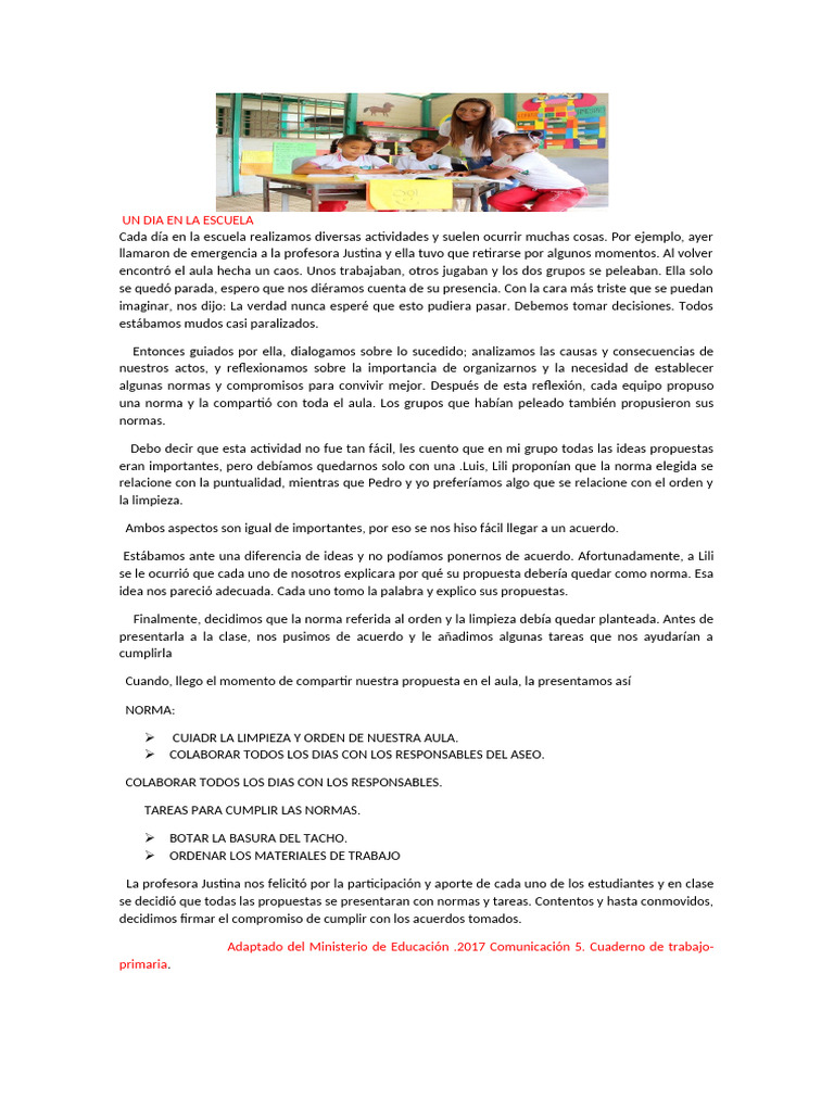 UN DIA EN LA ESCUELA | PDF