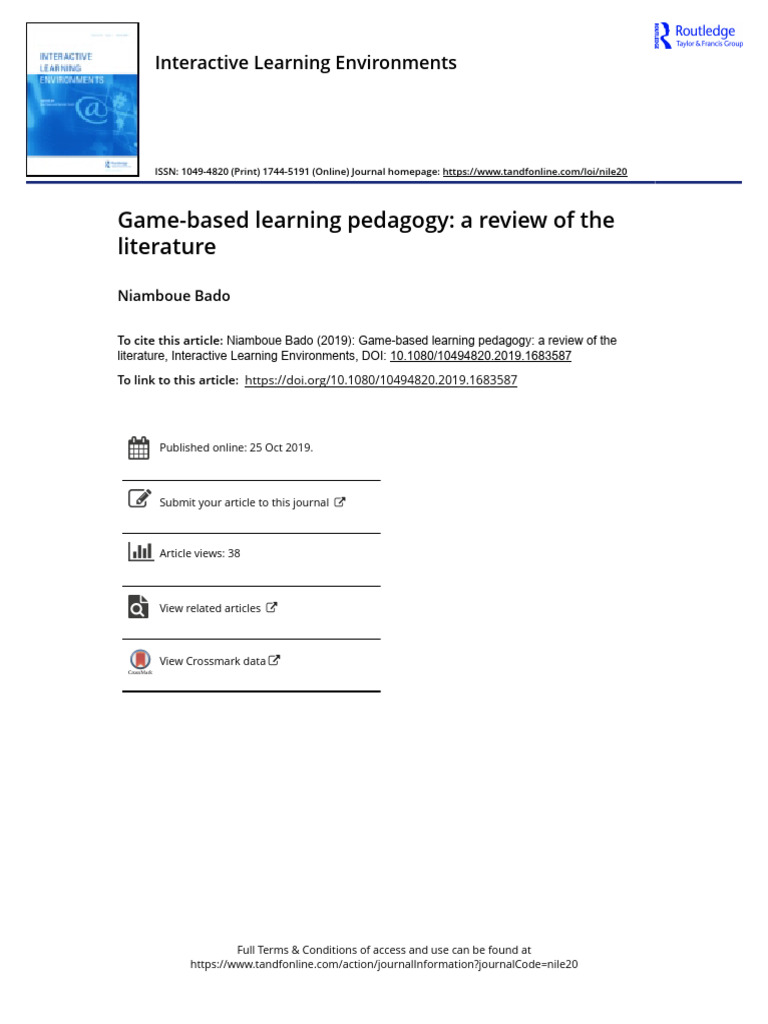 Game-Based Learning Pedagogy Review | PDF | Pedagogy | Teachers