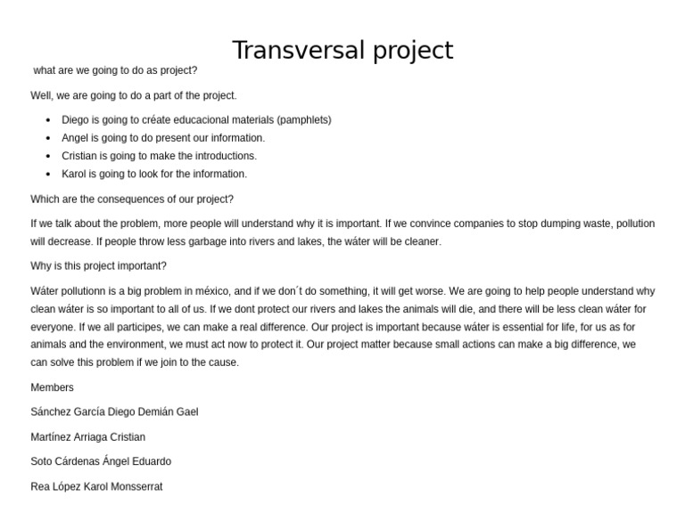 Transversal project | PDF