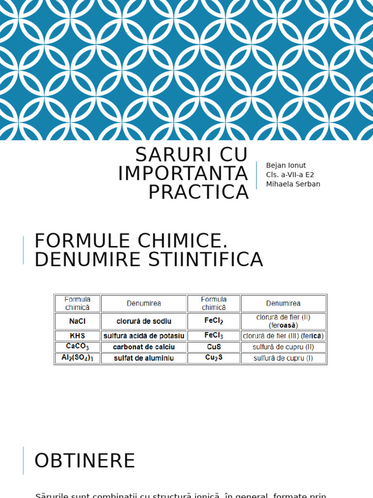 Saruri Cu Importanta Practica | PDF