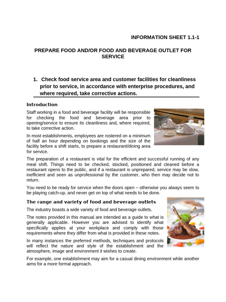 FBS LECTURE 2 Welcome guest and take order | PDF | Tableware | Menu