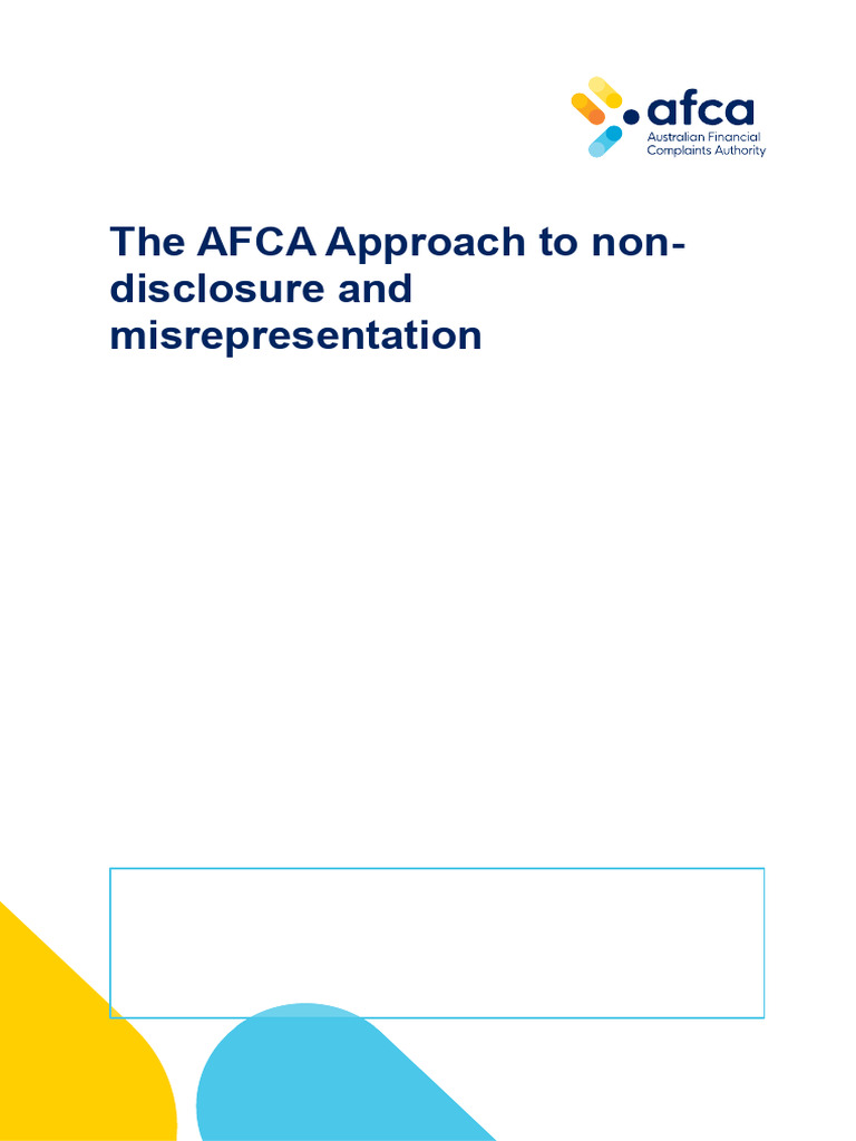 AFCA Approach - Non-Disclosure and Misrepresentation | PDF ...