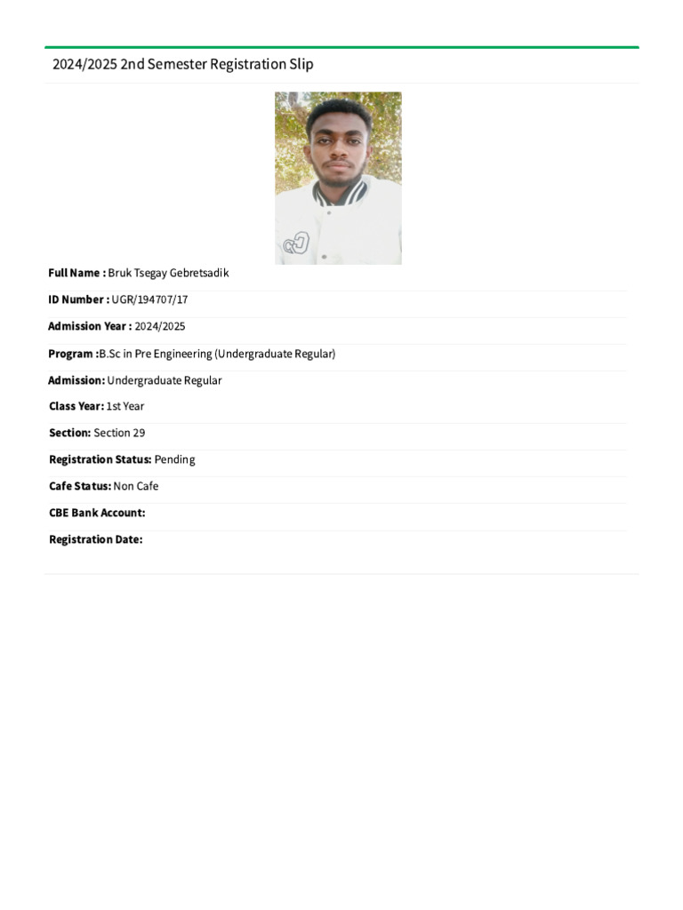 2024/2025 Pre Engineering Course Registration | PDF