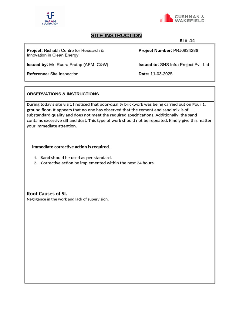 Site Instruction- 13 (4) | PDF