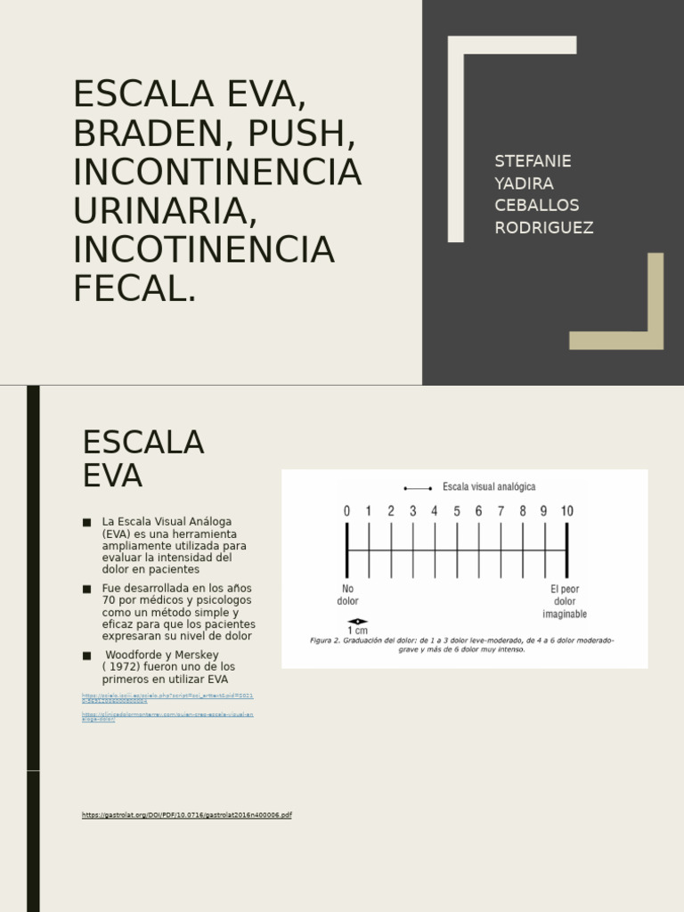 Escalas Eva, Push, Braden,If,Iu 2 | PDF | Especialidades Medicas | Enfermedades y trastornos