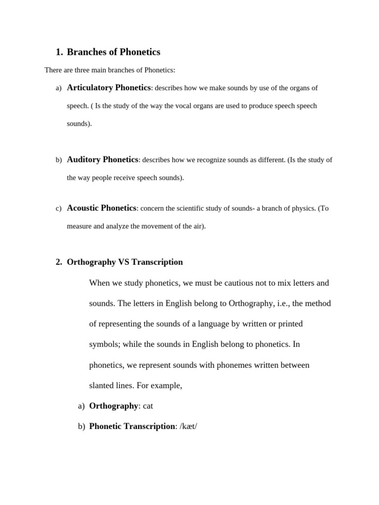 Branches of Phonetics | PDF
