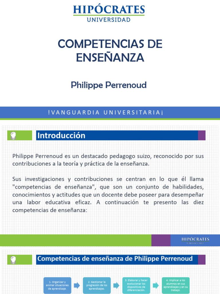 Competencias de Enseñanza de Philippe Perrenoud | PDF | Enseñando | Maestros