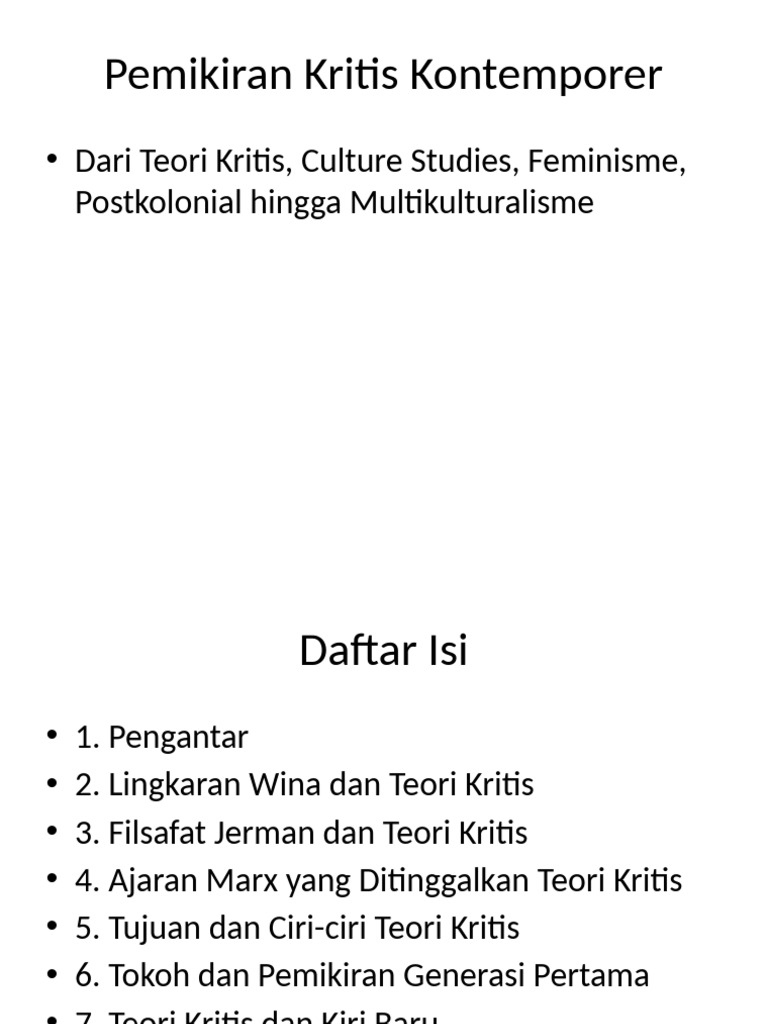 Pemikiran Kritis Kontemporer | PDF